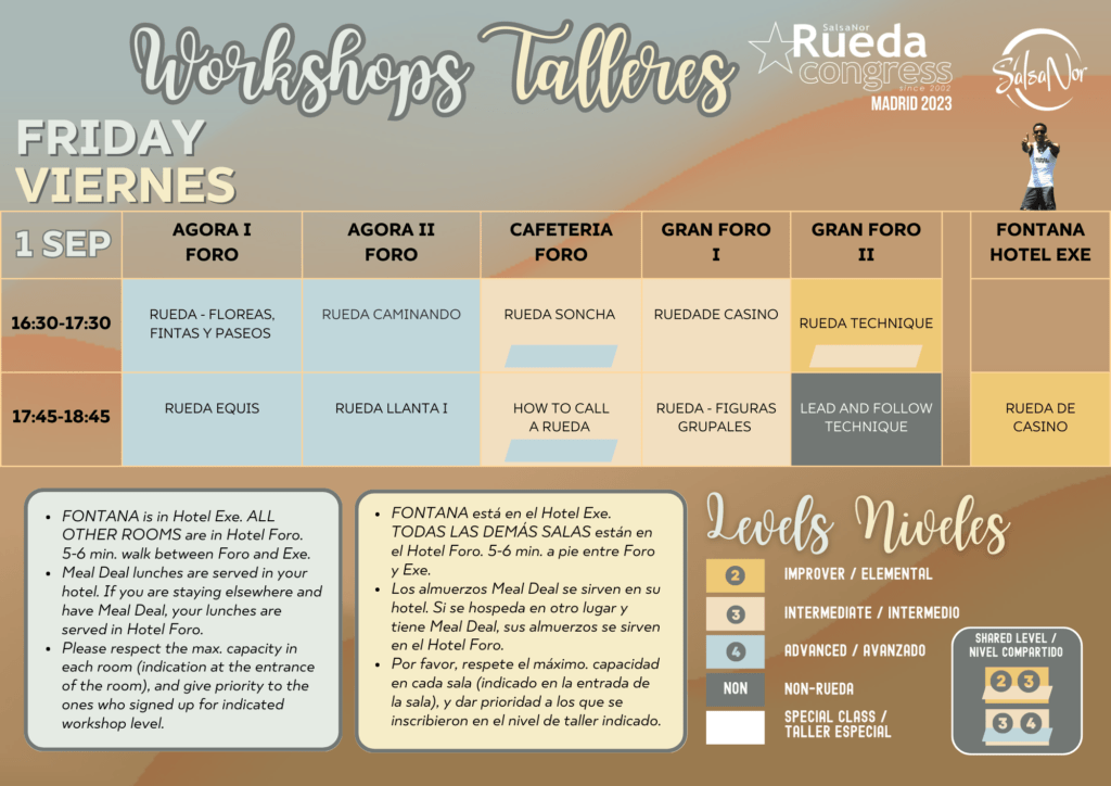 Workshop schedule 2023 - make your plans for the event - SalsaNor Rueda ...